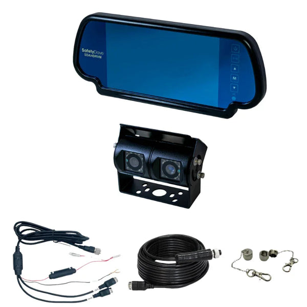 Safety Dave 7” Mirror Monitor Camera Kit - Dual Black Cameras - AHD ...