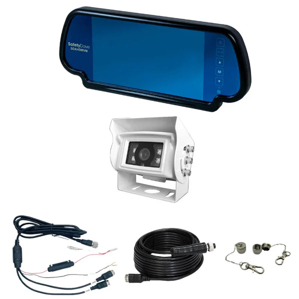 Safety Dave 7” Mirror Monitor Camera Kit - Square White Camera - 92° A ...